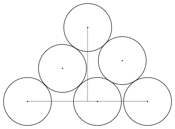 ag.algebraic geometry - Six stacked circles, not quite symmetrical ...